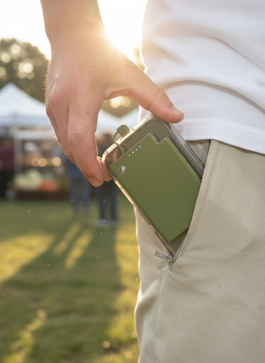 SlimCharge™ 5000mAh Magnetic Power Bank with Built-In Cables (USB-C)